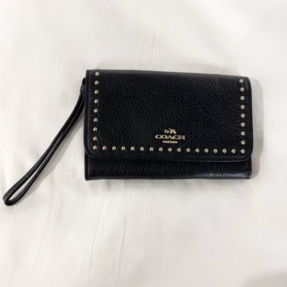 Coach | Bags | Coach Rivets Phone Wristlet In Grain Leather | Poshmark